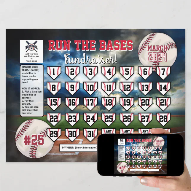 Editable Baseball Calendar Fundraiser Flyer Invitation | Zazzle