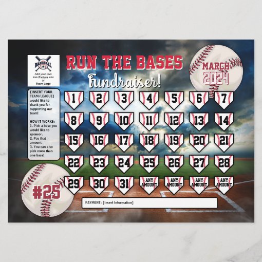Editable Baseball Calendar Fundraiser Flyer Invitation | Zazzle