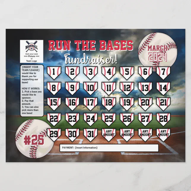 Editable Baseball Calendar Fundraiser Flyer Invitation | Zazzle