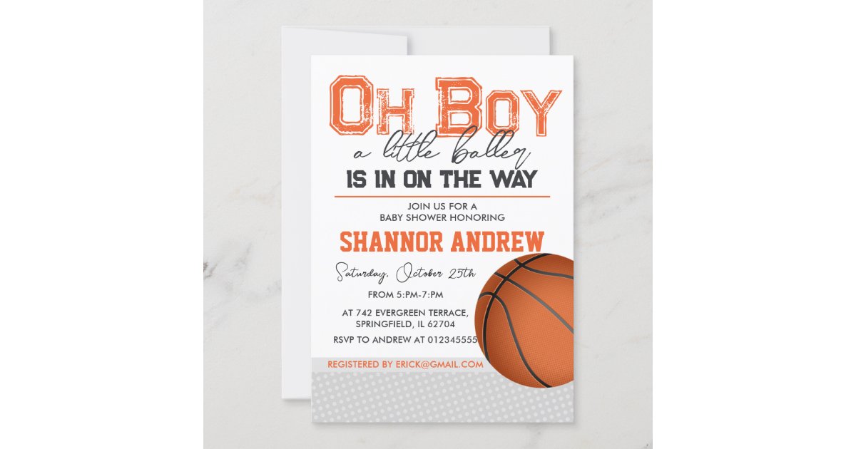 Editable Basketball Baby Shower Invitation | Zazzle