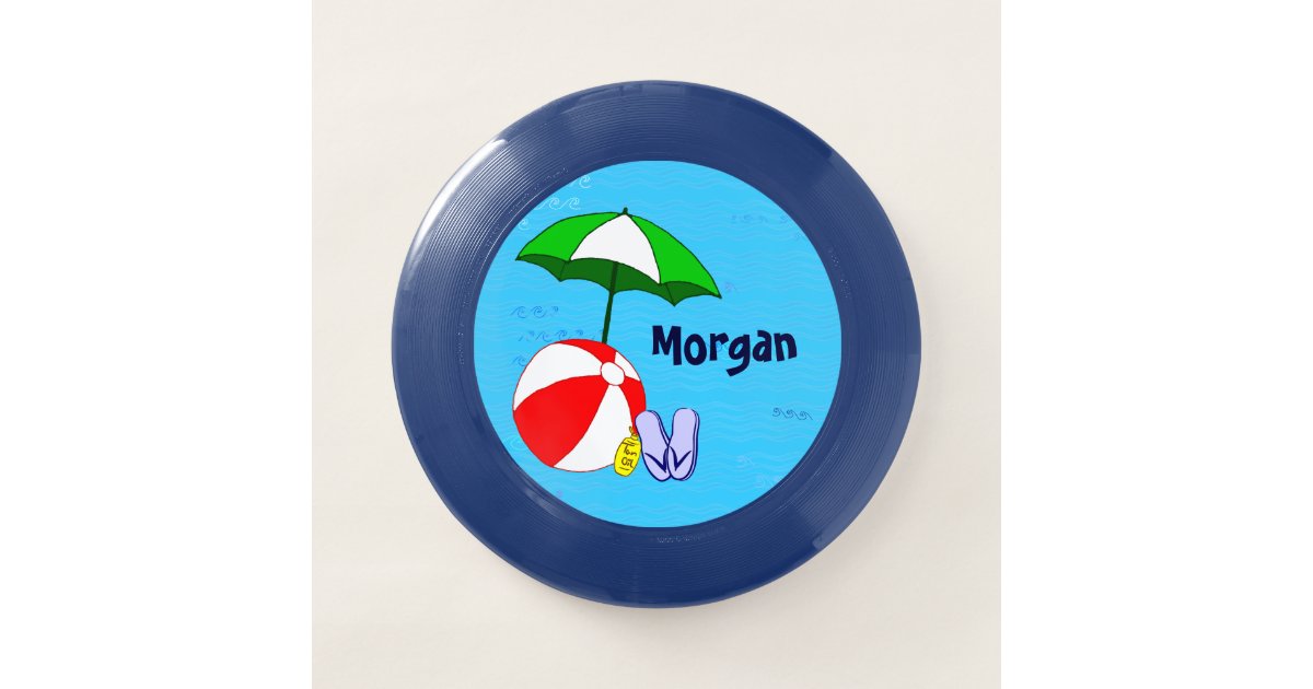 Editable Beach Ball Pool Umbrella Waves Wham-O Frisbee | Zazzle