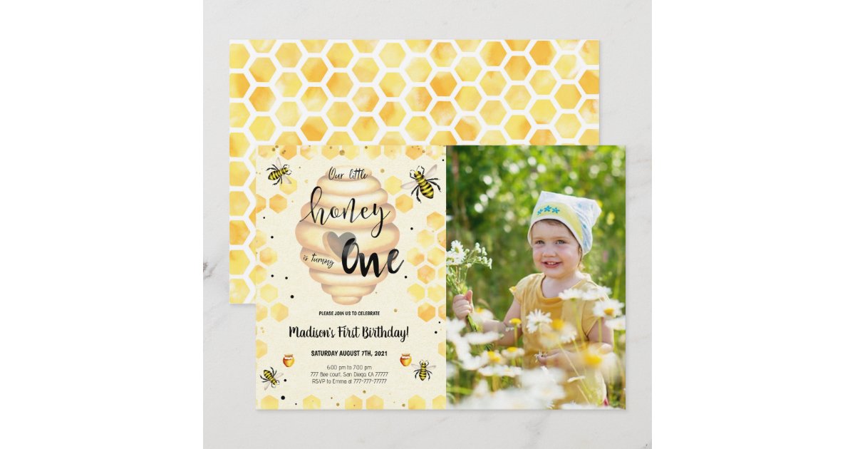 Editable Bee Photo Invitation | Zazzle