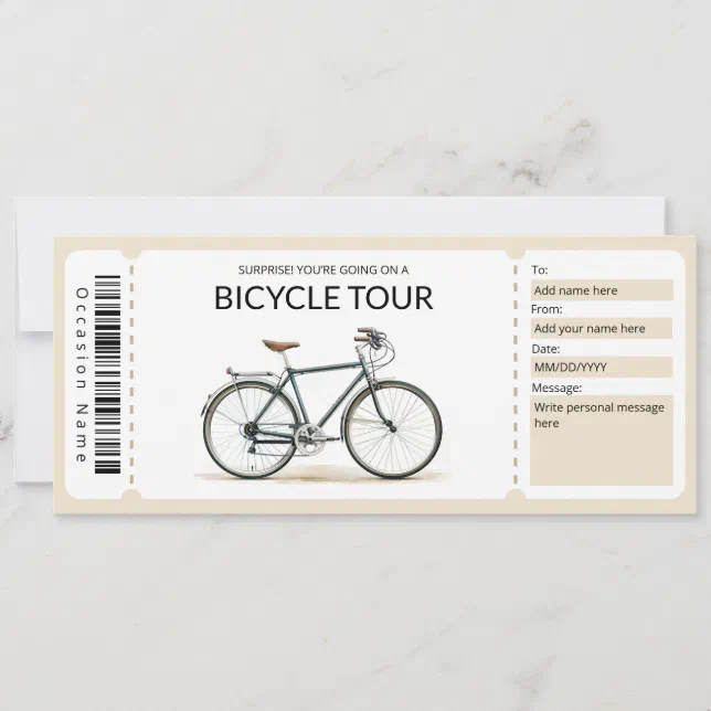 Editable Bicycle Tour Gift Certificate Invitation | Zazzle