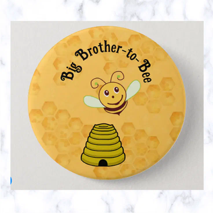 Editable Big Brother-to-Bee Bumblebee Baby Shower Button | Zazzle