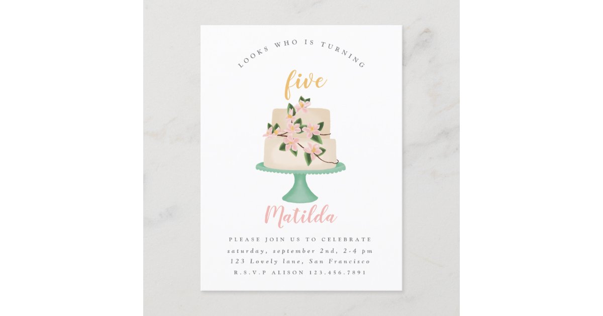 editable birthday cake party invitation postcard | Zazzle