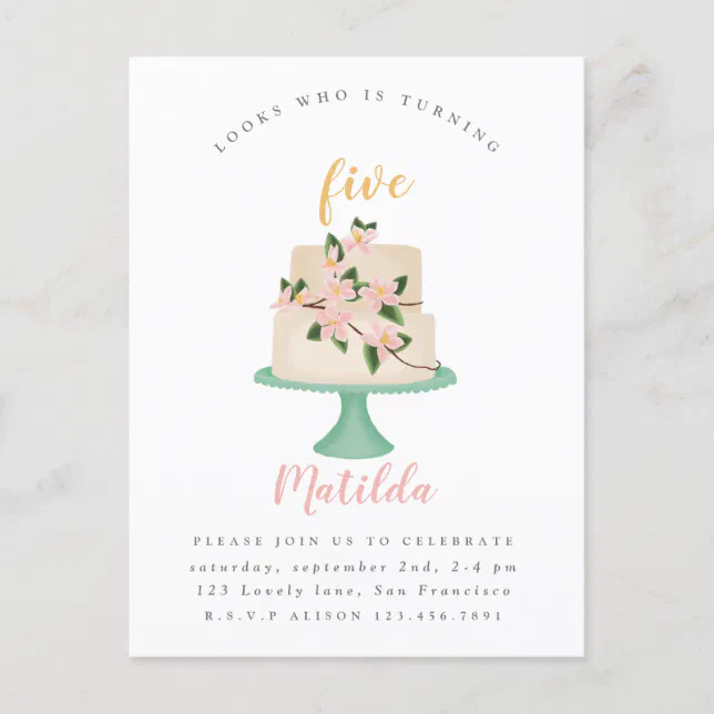 editable birthday cake party invitation postcard | Zazzle