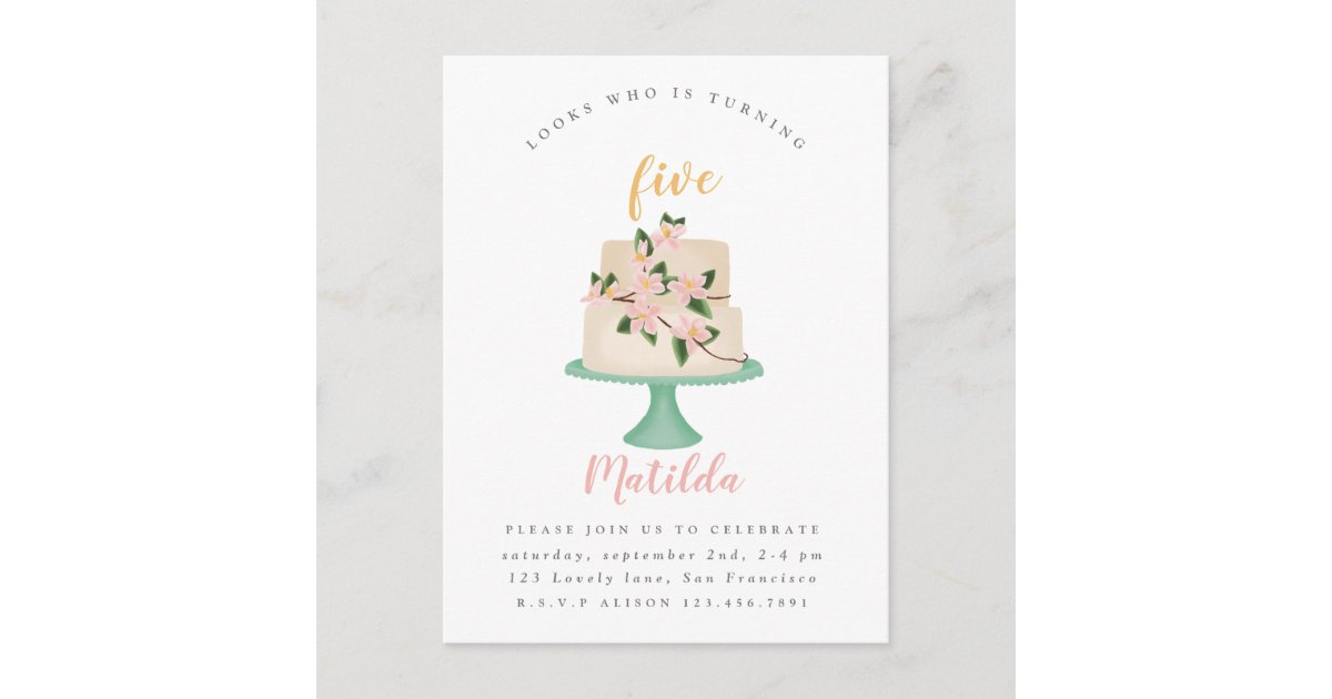 editable birthday cake party invitation postcard | Zazzle