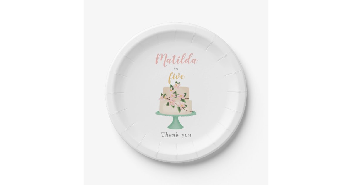 editable birthday cake party paper plates | Zazzle