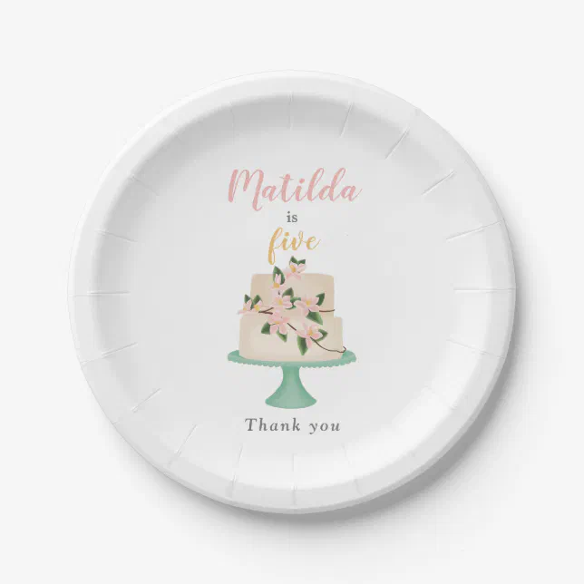 editable birthday cake party paper plates | Zazzle