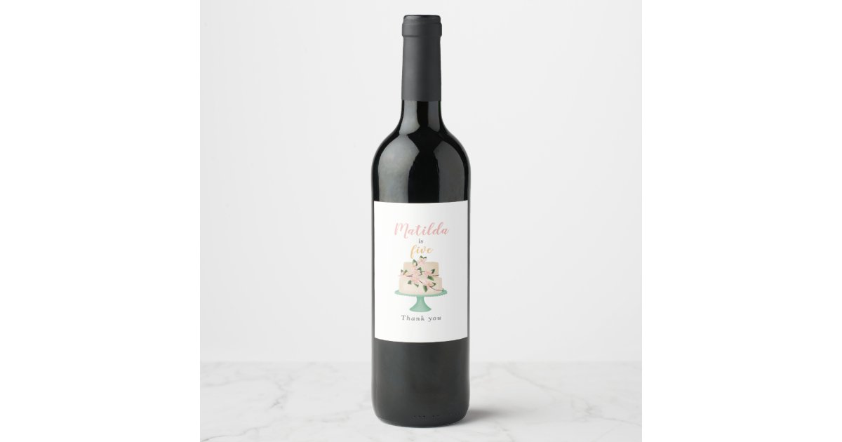 editable birthday cake party wine label | Zazzle