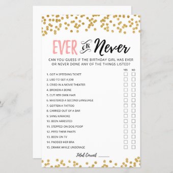 Editable Birthday Ever or Never Birthday Game | Zazzle