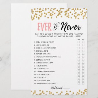 Editable Birthday Ever or Never Birthday Game | Zazzle