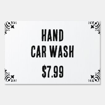 Editable Black and White Hand Car Wash Sign | Zazzle