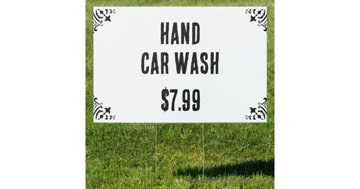 Editable Black and White Hand Car Wash Sign | Zazzle