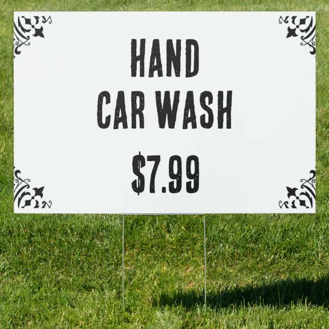 Editable Black and White Hand Car Wash Sign | Zazzle