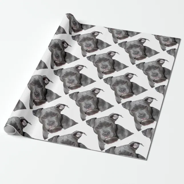 Editable Black Pitbull Wrapping Paper | Zazzle