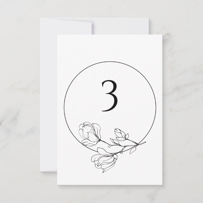 Editable Black White Floral Wedding Table Number | Zazzle.com