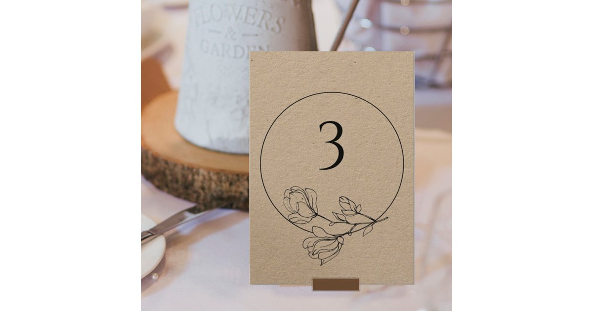 Editable Black White Floral Wedding Table Number | Zazzle