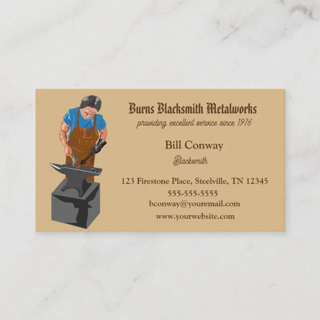 Editable Blacksmith Business Card | Zazzle