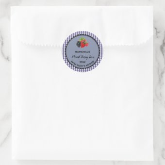 Editable Blue Gingham Mixed Berry Jam Label Sticke | Zazzle