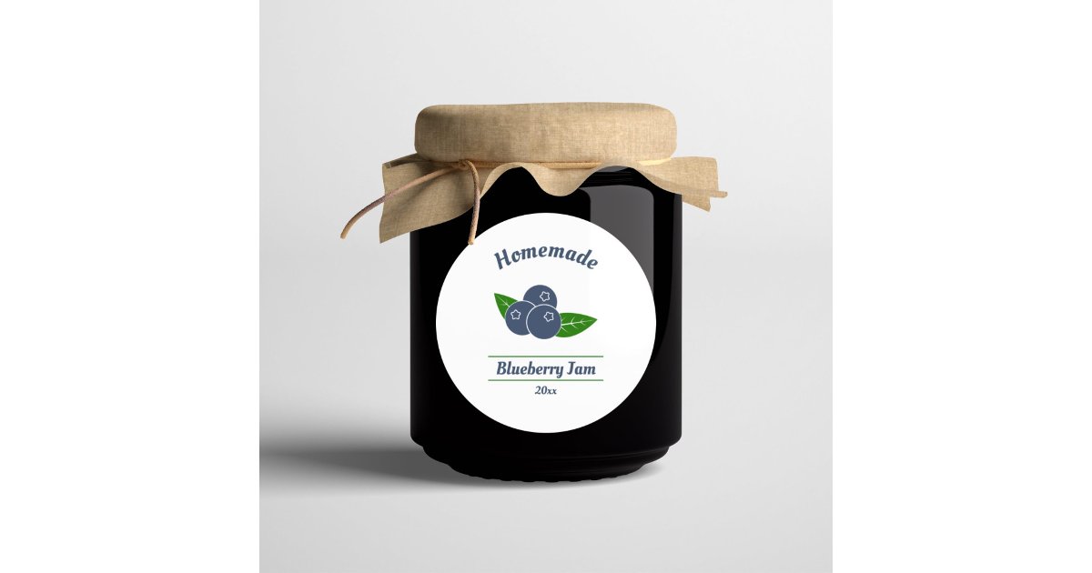 Editable Blueberry Jam Label Sticker | Zazzle