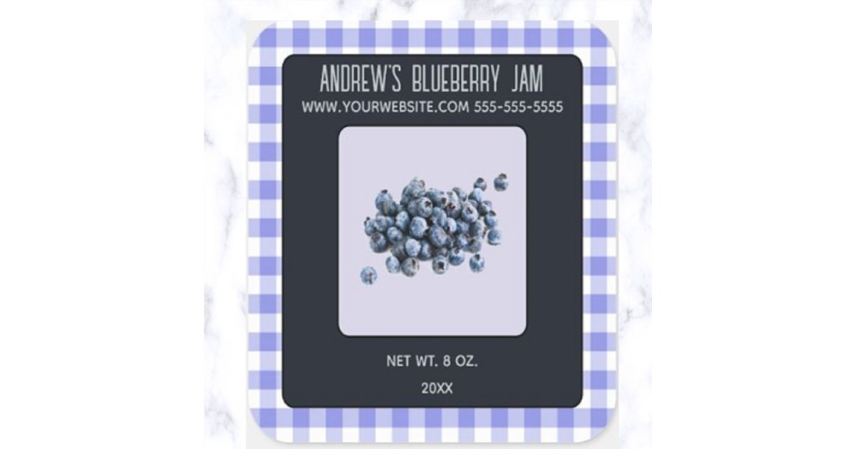 Editable Blueberry Jam Square Sticker | Zazzle