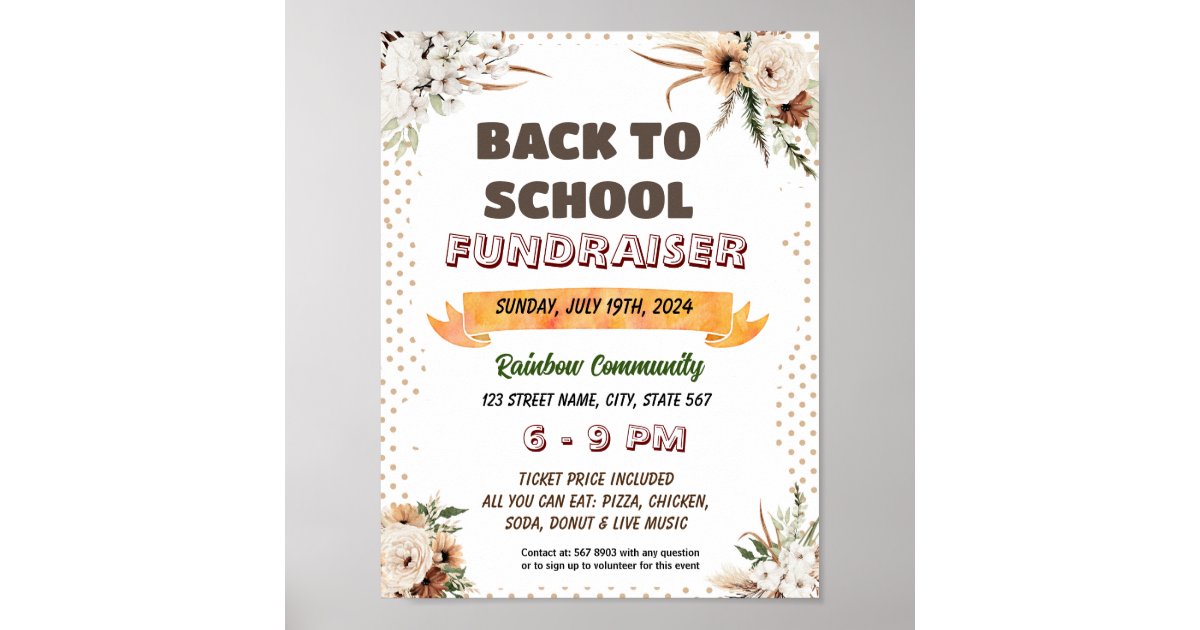 Editable boho back to school flyer poster | Zazzle