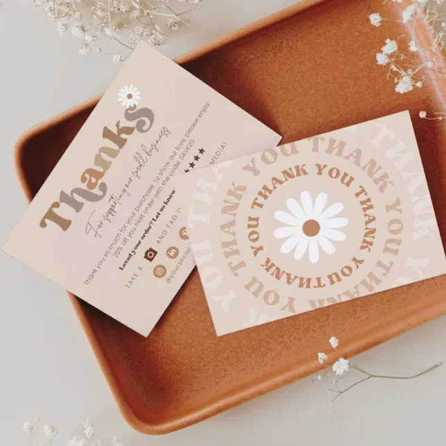 Editable Boho Thank You business Card Template | Zazzle
