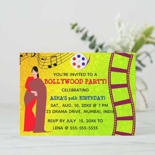 Editable Bollywood Birthday Party Invitation | Zazzle