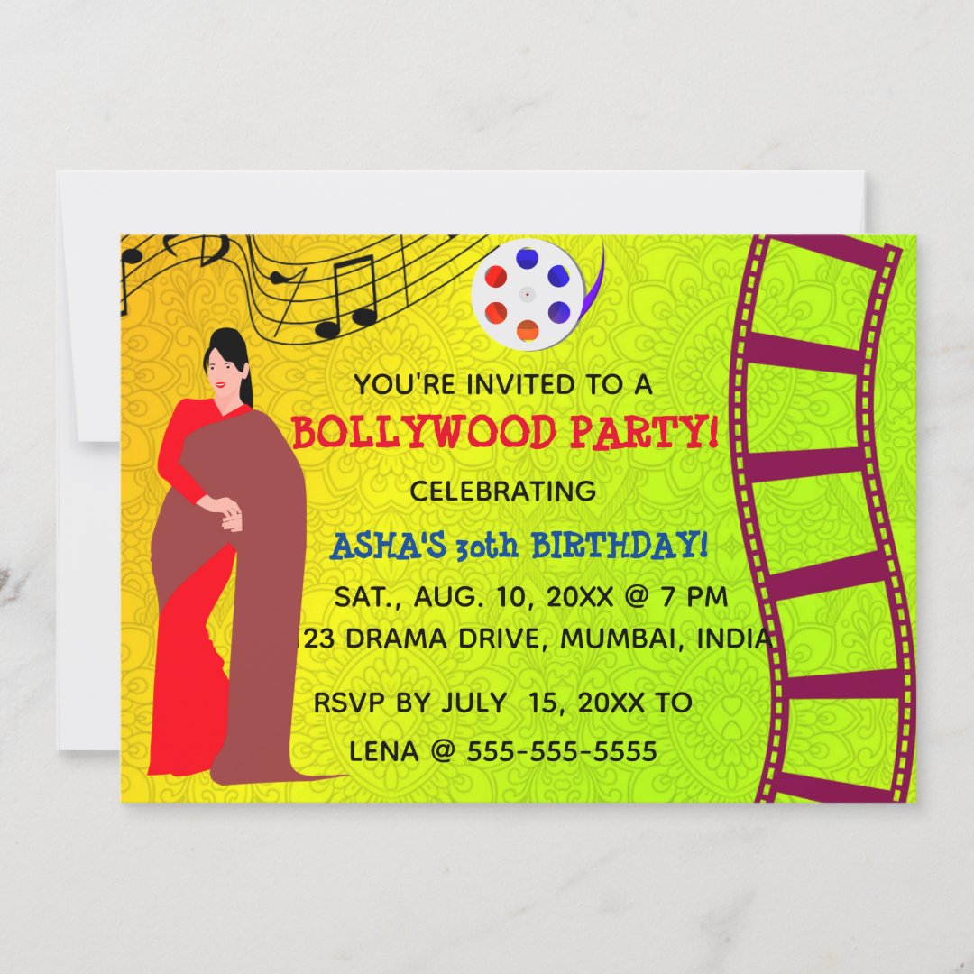 Editable Bollywood Birthday Party Invitation | Zazzle