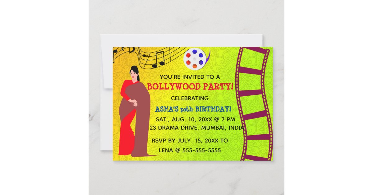 Editable Bollywood Birthday Party Invitation | Zazzle