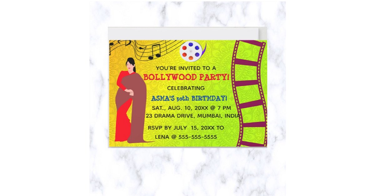 Editable Bollywood Birthday Party Invitation | Zazzle