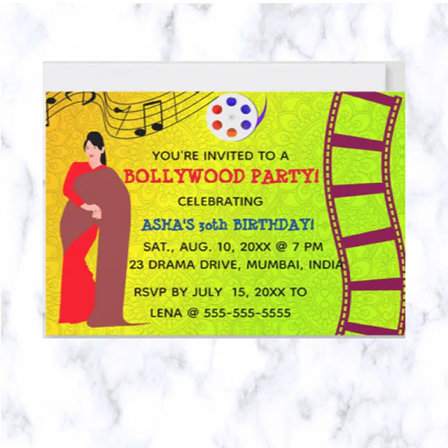 Editable Bollywood Birthday Party Invitation | Zazzle