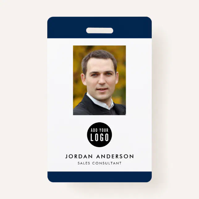 Editable Border Color Add Logo Employee Photo ID Badge | Zazzle