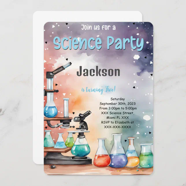 Editable Boy Science Birthday Party Invitation | Zazzle