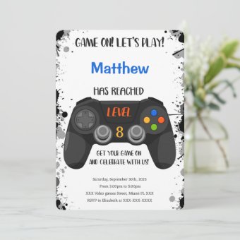 Editable Boy Video Game Birthday Invitation | Zazzle