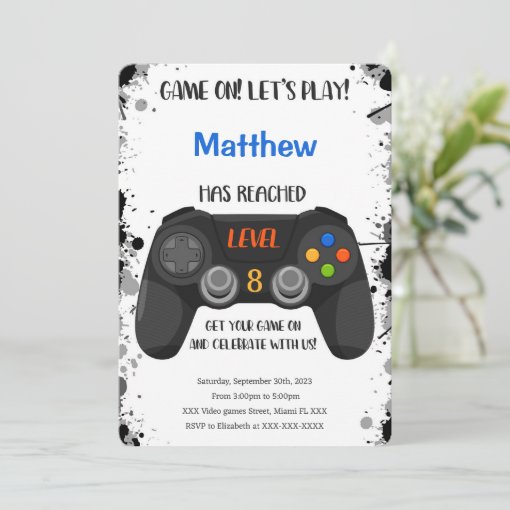 Editable Boy Video Game Birthday Invitation | Zazzle