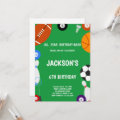 Editable Boys All-Star Multi-Sport Party Invite | Zazzle