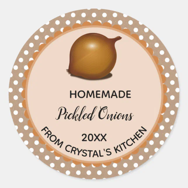 Editable Brown Polka Dot Pickled Onions Labels | Zazzle