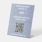 Editable Brushed Metal Enter to Win QR Code Pedestal Sign | Zazzle