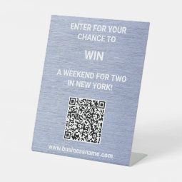 Editable Brushed Metal Enter to Win QR Code Pedestal Sign | Zazzle