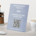 Editable Brushed Metal Enter to Win QR Code Pedestal Sign | Zazzle