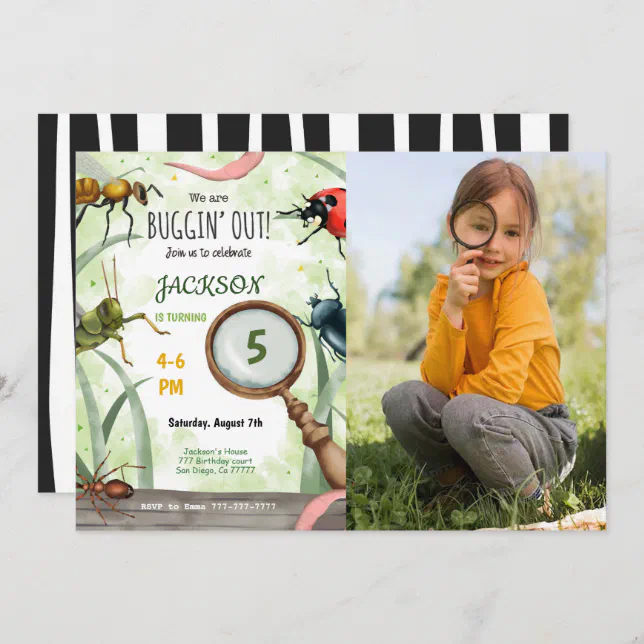 Editable Bug Birthday Photo Invitation | Zazzle