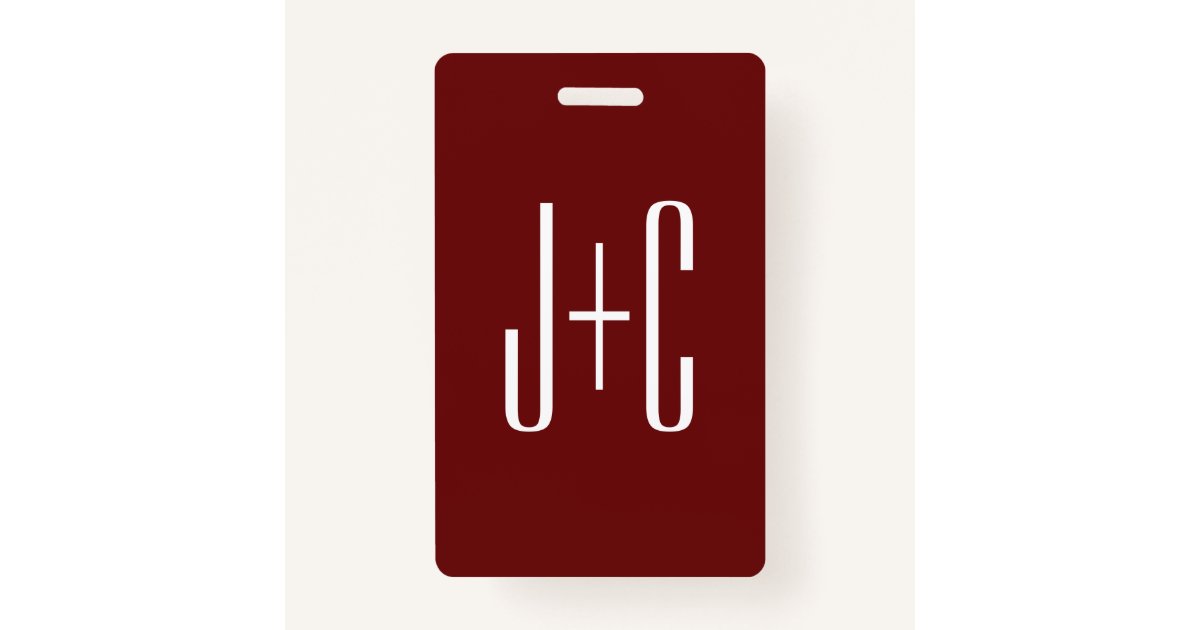 Editable Burgundy Red Background & White Text Badge | Zazzle