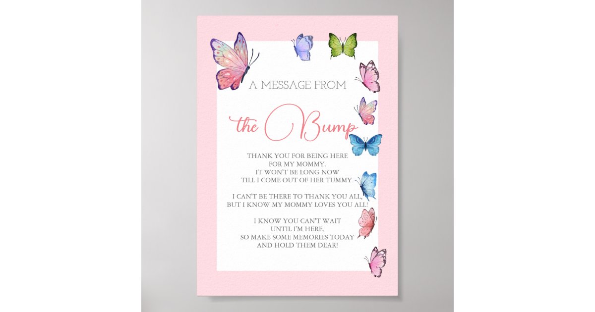 Editable Butterfly The Bump Sign | Zazzle
