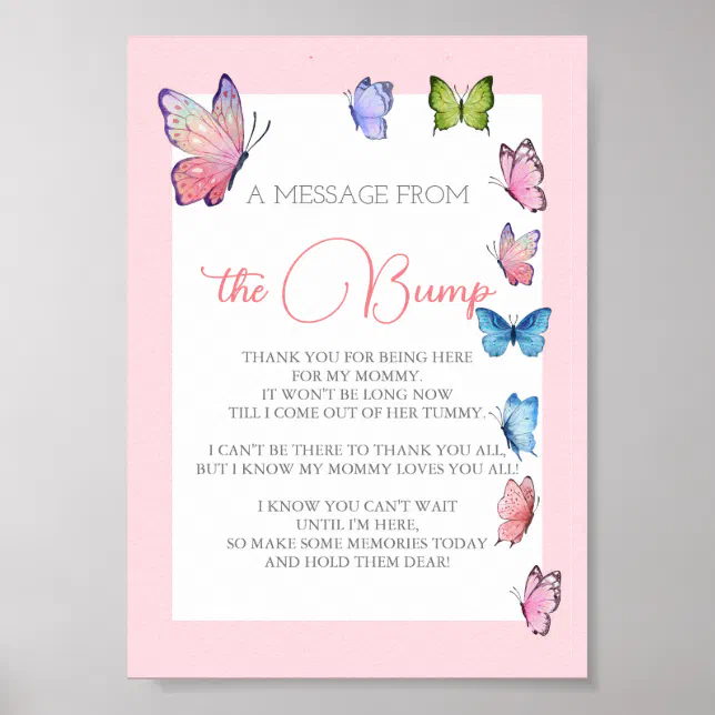 Editable Butterfly The Bump Sign | Zazzle