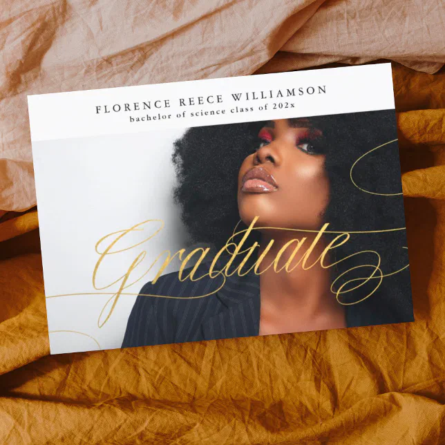 Editable Calligraphy Photo College Graduation Announcement | Zazzle