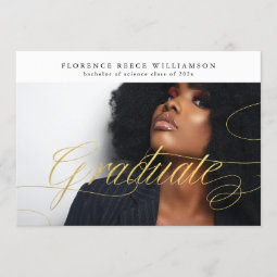 Editable Calligraphy Photo College Graduation Announcement | Zazzle