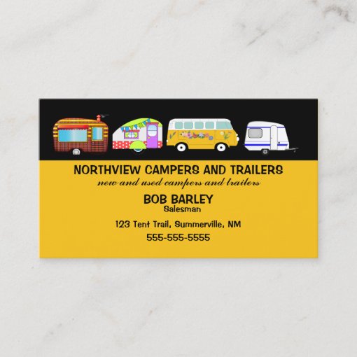 Editable Campers and Trailer Sales Business Card | Zazzle