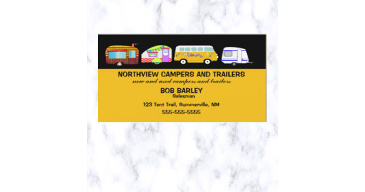 Editable Campers and Trailer Sales Business Card | Zazzle